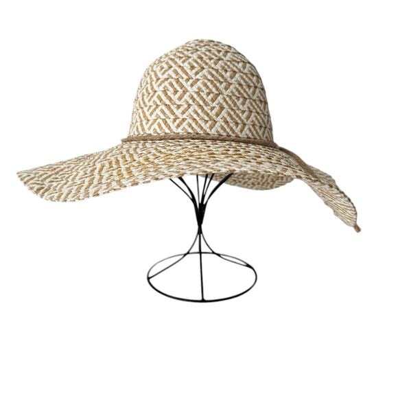 Dpc | Accessories | Dpc Floppy Straw Sun Hat Tan White Summer Vacation ...